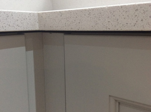 New Quartz countertops sitting on shims. | Houzz UK