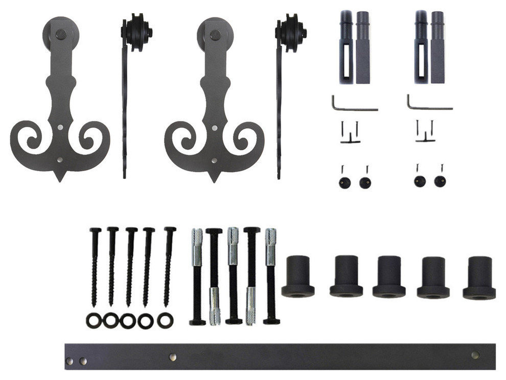 Vancleef Sliding Barn Door Hardware for Double Door, Mustache Design, 6 ...