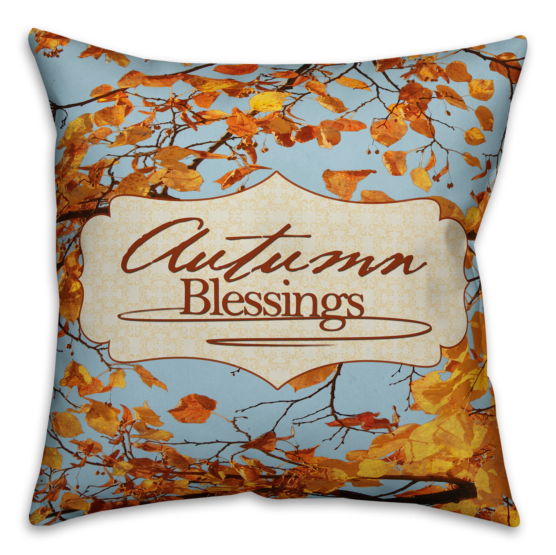 Autumn Blessings Pillow, 16x1.5x16 - Contemporary - Outdoor Cushions ...