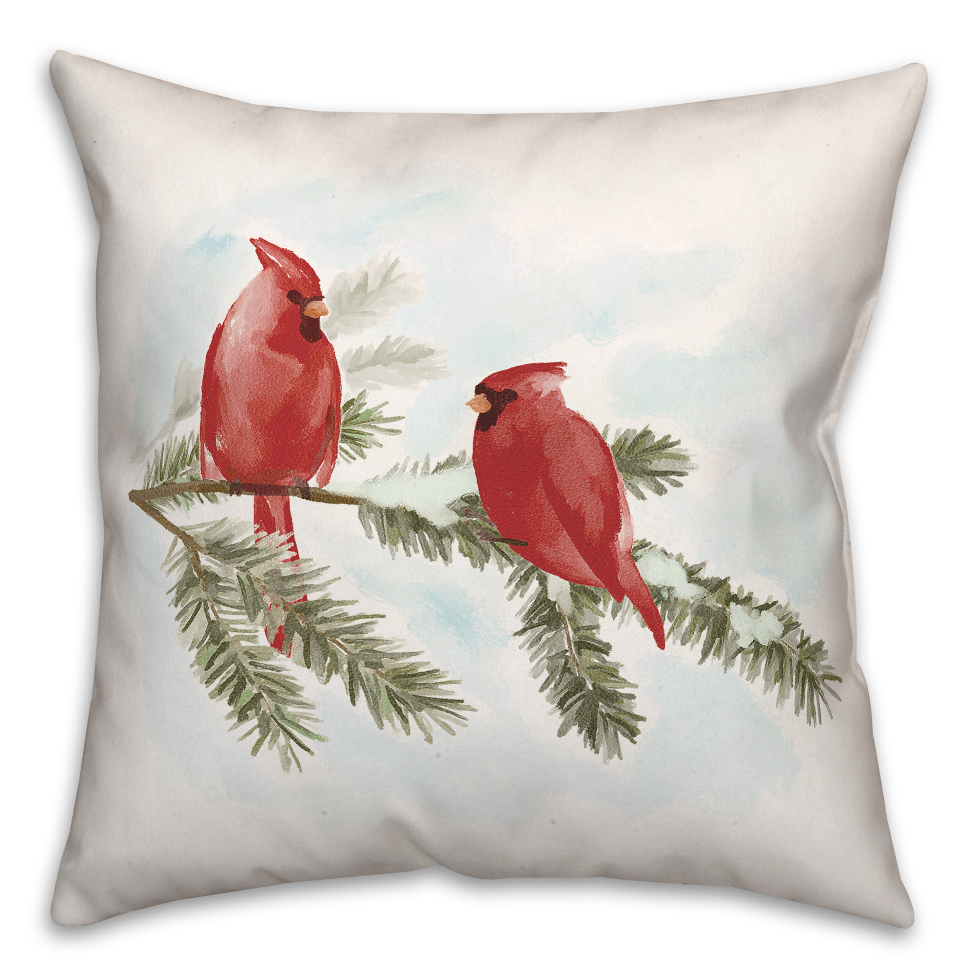 Two Cardinals On Branch 16x16 Spun Poly Pillow, 16x16 - Contemporary ...