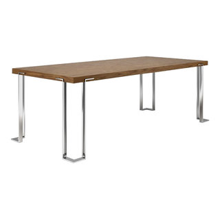 Heloise Modern Walnut and Stainless Steel Dining Table - Contemporary ...