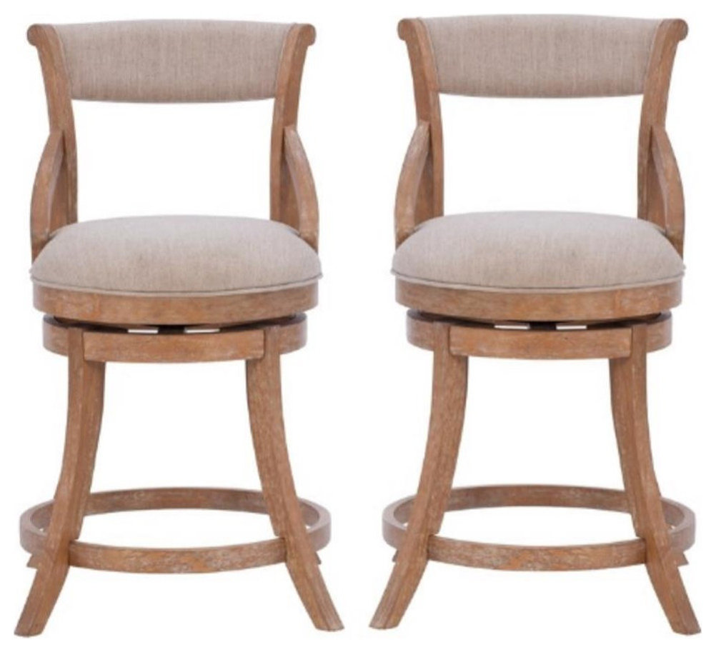 Home Square 26" Wood Upholstered Big and Tall Counter Stool in Brown ...