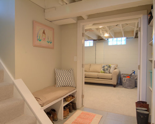 Cinder Block Wall Basement Design Ideas, Pictures, Remodel & Decor