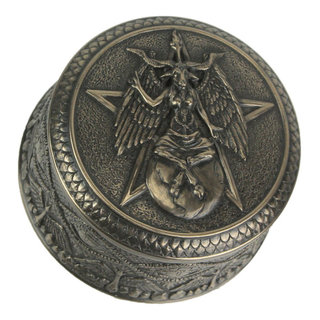 Baphomet With Pentagram Bronze Finished Round Trinket Box Wicca Pagan ...