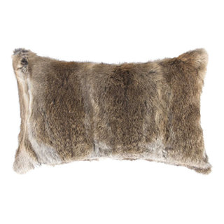 5" X 12" X 20" 100% Natural Rabbit Fur Hazelnut Pillow - Contemporary ...
