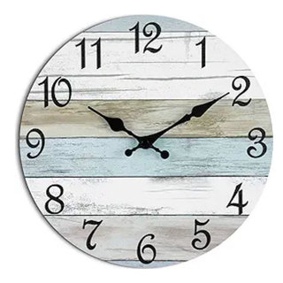 Wall Clock Silent Non Ticking Battery Operated, Rustic Coastal Country ...