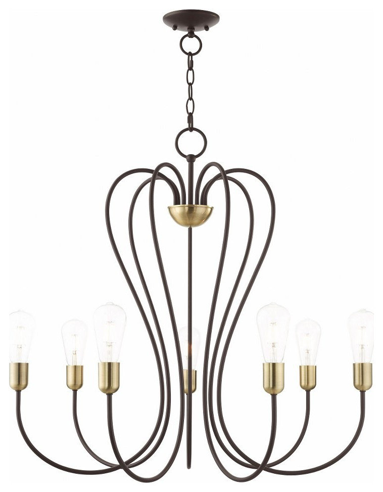 Transitional Seven Light Chandelier-Bronze Finish - Chandelier ...