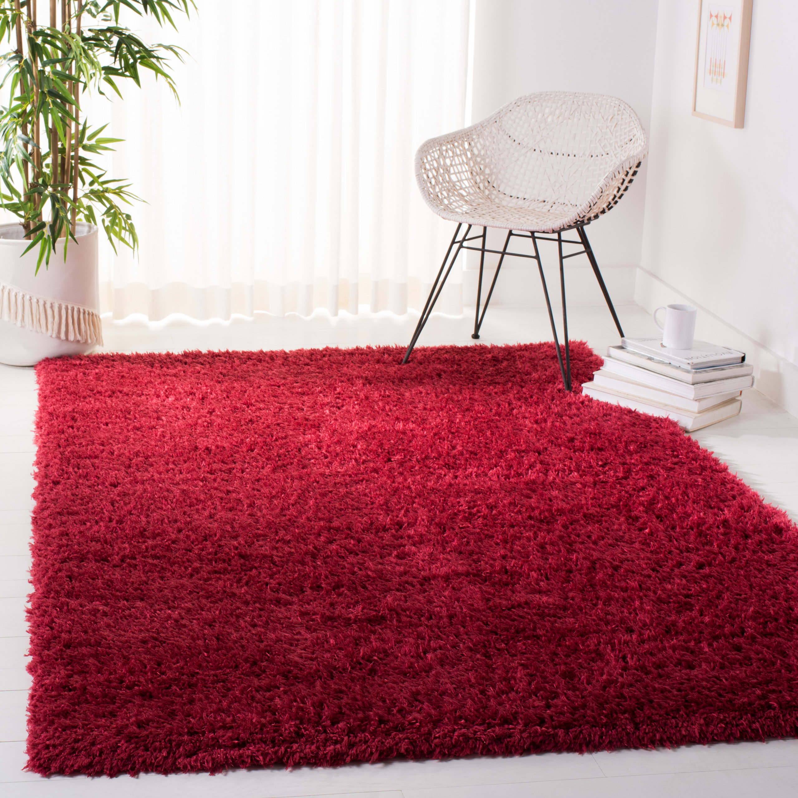 Safavieh Madrid Shag Mdg256Q Solid Color, Shag Rug, Red, 4'0"x6'0 ...