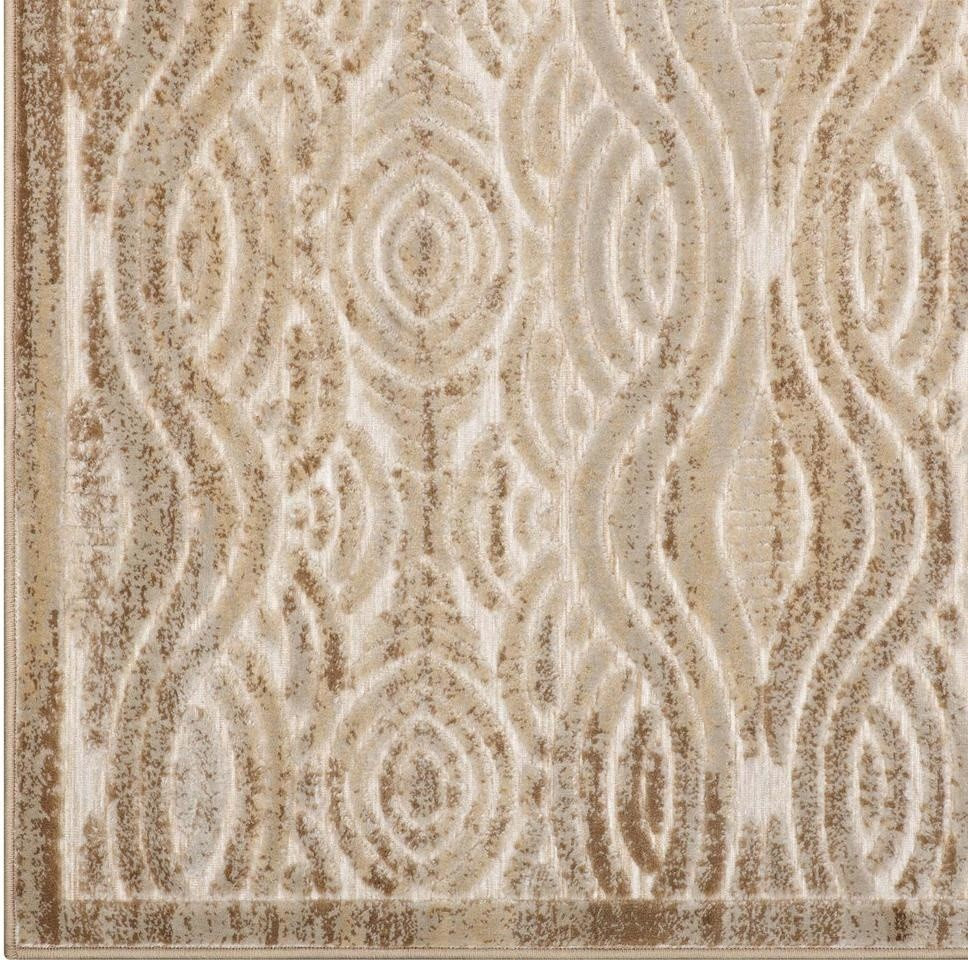 Kennocha Rustic Vintage Abstract Waves 8'x10' Area Rug, Tan and Cream ...