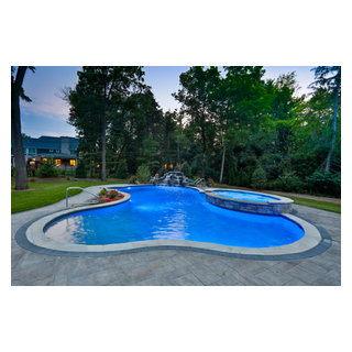 Naperville, IL Freeform Swimming Pool with Raised Hot Tub - Traditional ...