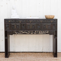 Beautiful Ebonized Carved Chinese Console Table - Asian - Console ...