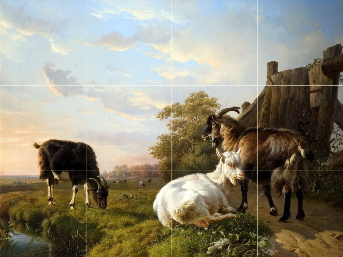 Tile Mural, Village Animals, 6" Marble - Farmhouse - Tile Murals - by ...