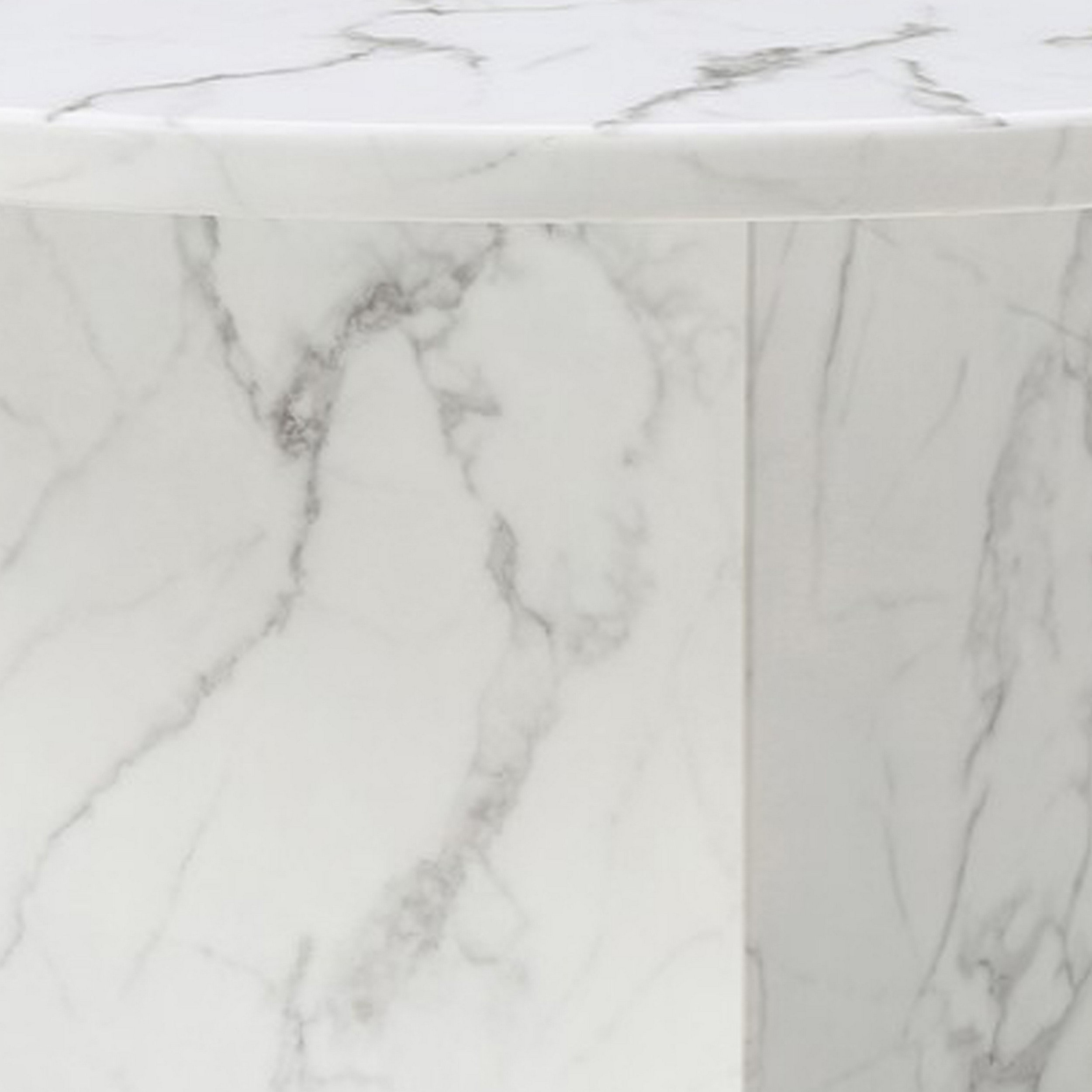 Benzara BM288131 Modern Dining Table, Round Marble Top/Square Base ...