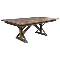 Norway Industrial Farmhouse Dining Table, 48"x66", 2 Middle Leaves ...