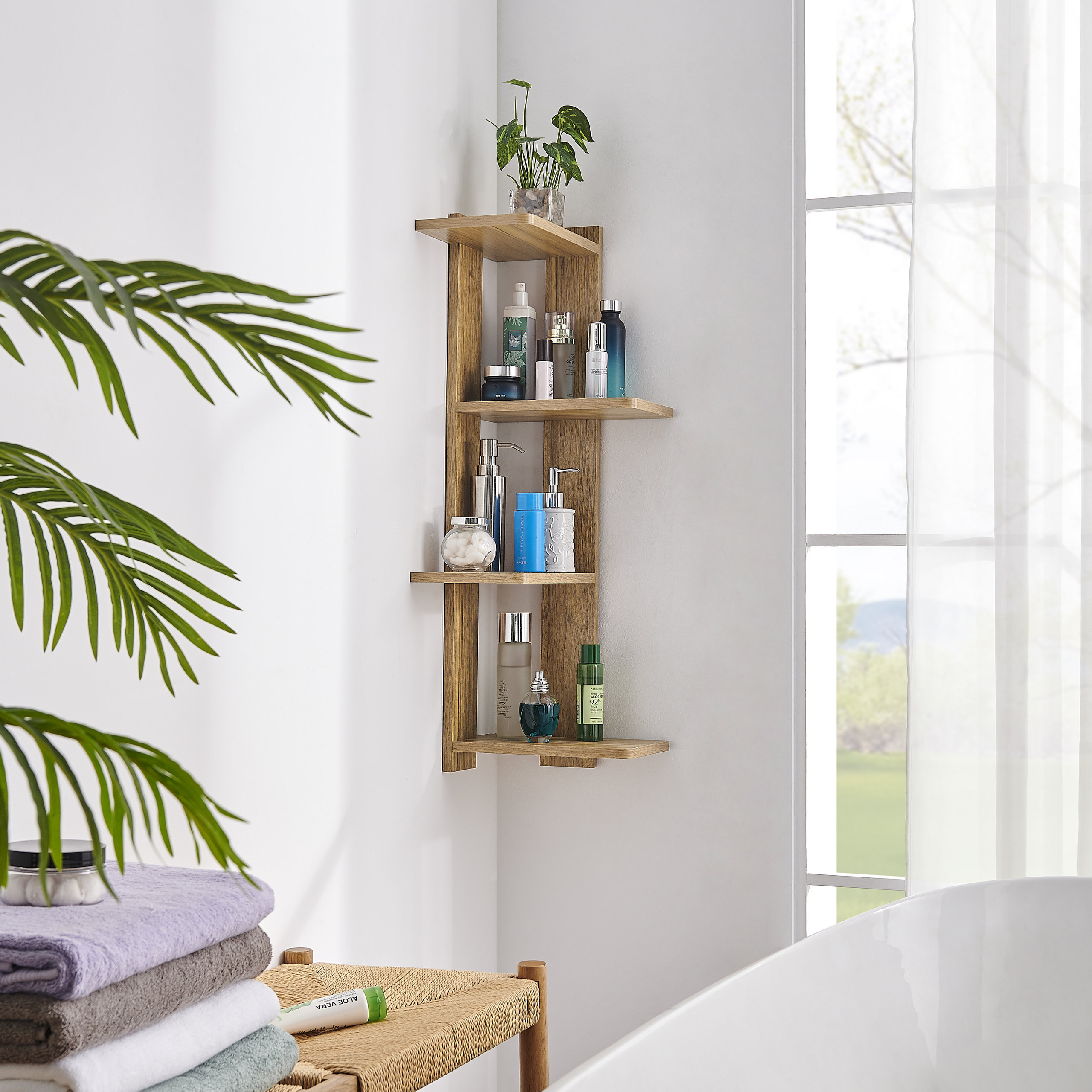 Danya B. Alvar Corner 4-Tier Floating Ledge Column Wall Shelf ...