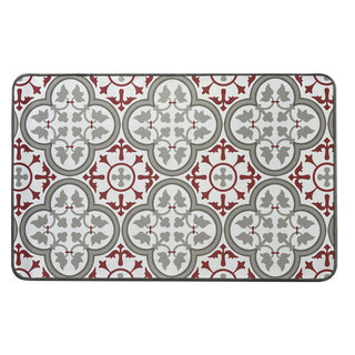 Paco Printed Kitchen Mat Red and Gray Tile Design 32" x 20 ...