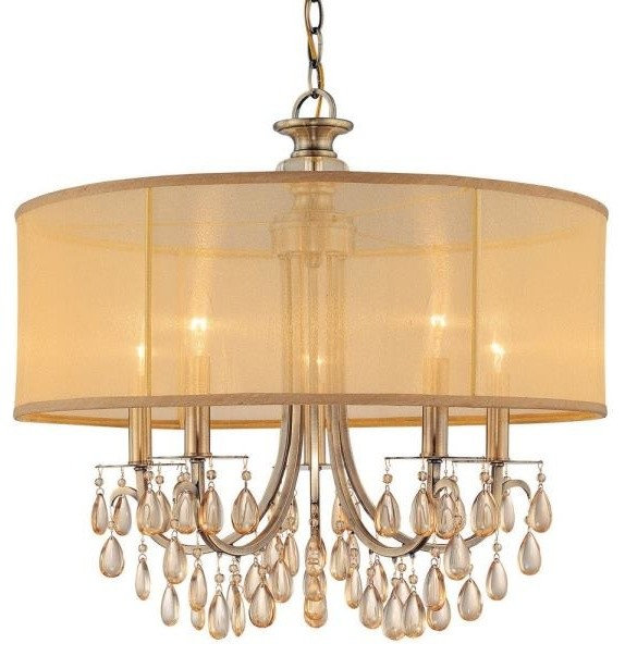 Crystorama Hampton - Five Light Chandelier, Antique Brass Finish ...