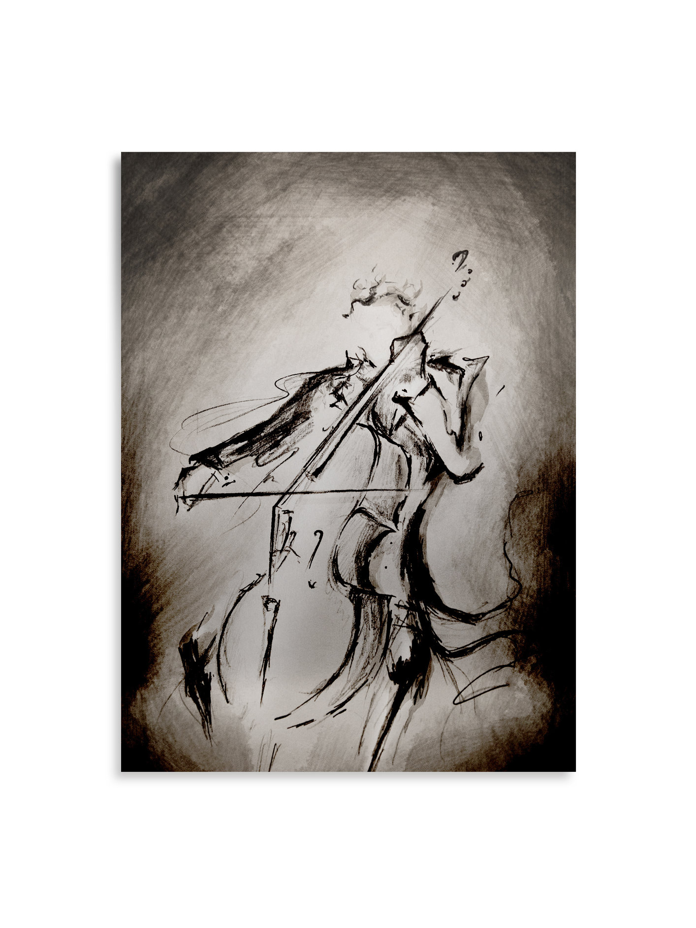 Marc Allante 'The Cellist' Floating Brushed Aluminum Art, 16x22, 16 x ...