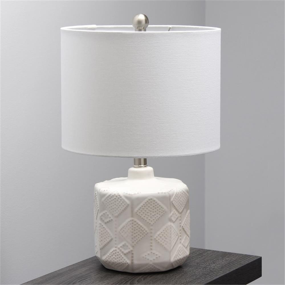 Elegant Designs 19" Floral Eyelet Ceramic Table Lamp w White Shade Off ...