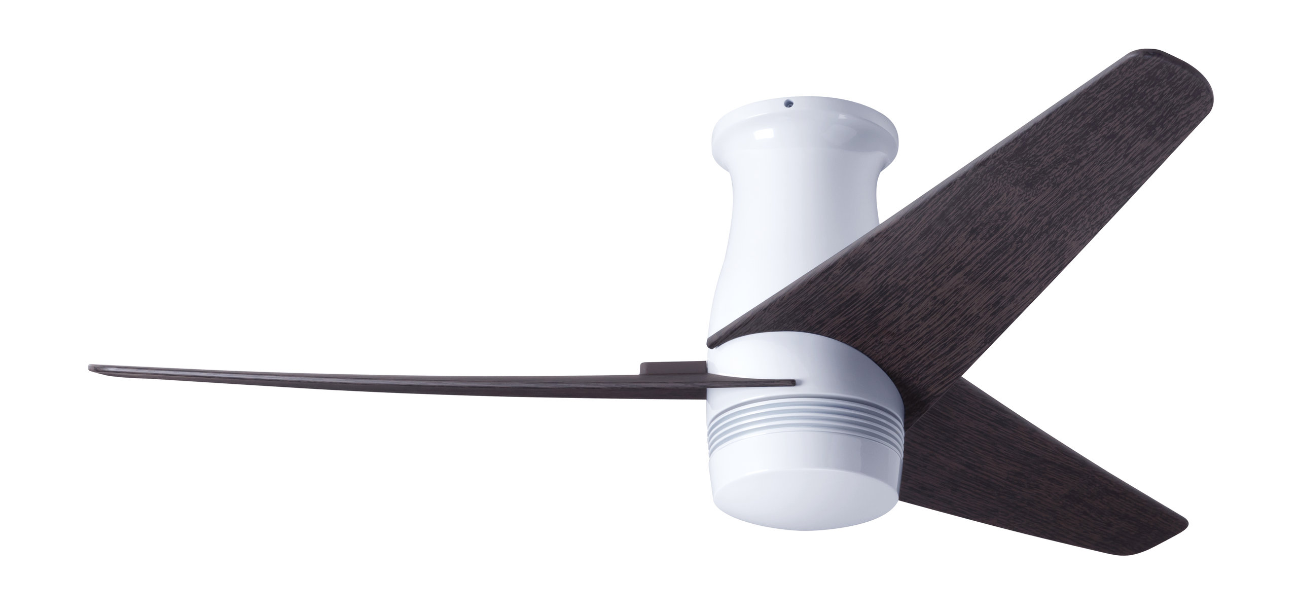 Velo Flush DC Fan, Gloss White Finish, 48" Ebony Blades, No Light ...