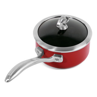 Chantal Red Copper Fusion Saucepan with Lid 1.7 Quart - Contemporary ...