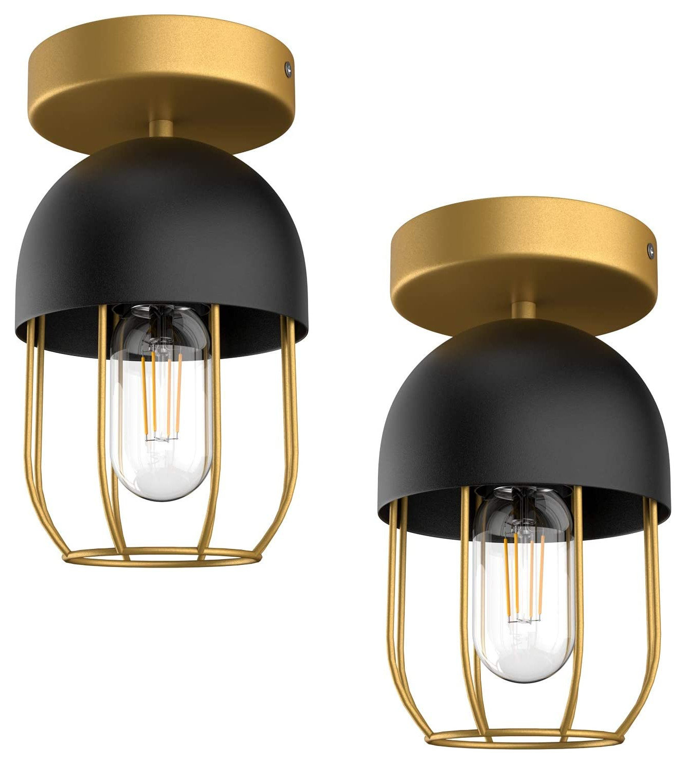 2 Pack Cage Ceiling Lamp Industrial Ceiling Light Fixture ...