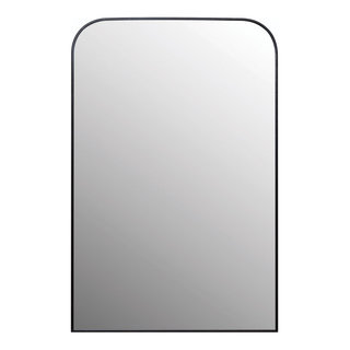 Rounded Edge Rectangle Metal Framed Wall Mirror, Black - Transitional ...