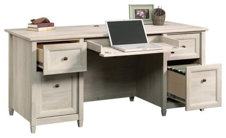 Bowery Hill Engineered Wood 4-Drawers Office Computer Desk in Chalked ...