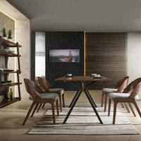 Modrest Runyon Modern Walnut and Gray Fabric Dining Chair, Set of 2 ...