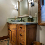 52 Inch Small Brown Double Sink Bathroom Vanity, Granite, Traditional ...