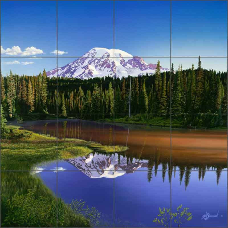 Ceramic Tile Mural Backsplash, Majestic Slumber by Kurt Burmann, 32"x32 ...