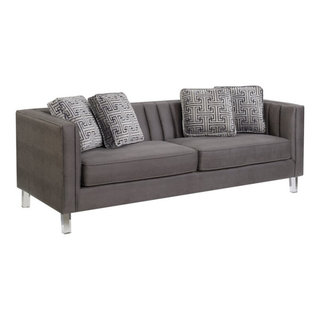 Contemporary Sofa, Acrylic Legs & Animal Skin Patterned Polyester Seat ...