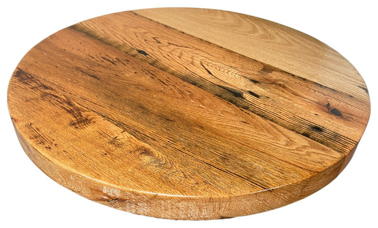 Reclaimed Oak Plank Wood Table Top, 24" Round - Rustic - Table Tops And ...