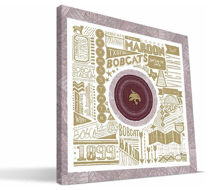 SWT Bobcats Pictograph Canvas Print, 12"x12" - Contemporary - Prints ...