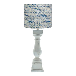 Rustic Abstract Linear Blues Table Lamp - French Country - Table Lamps ...