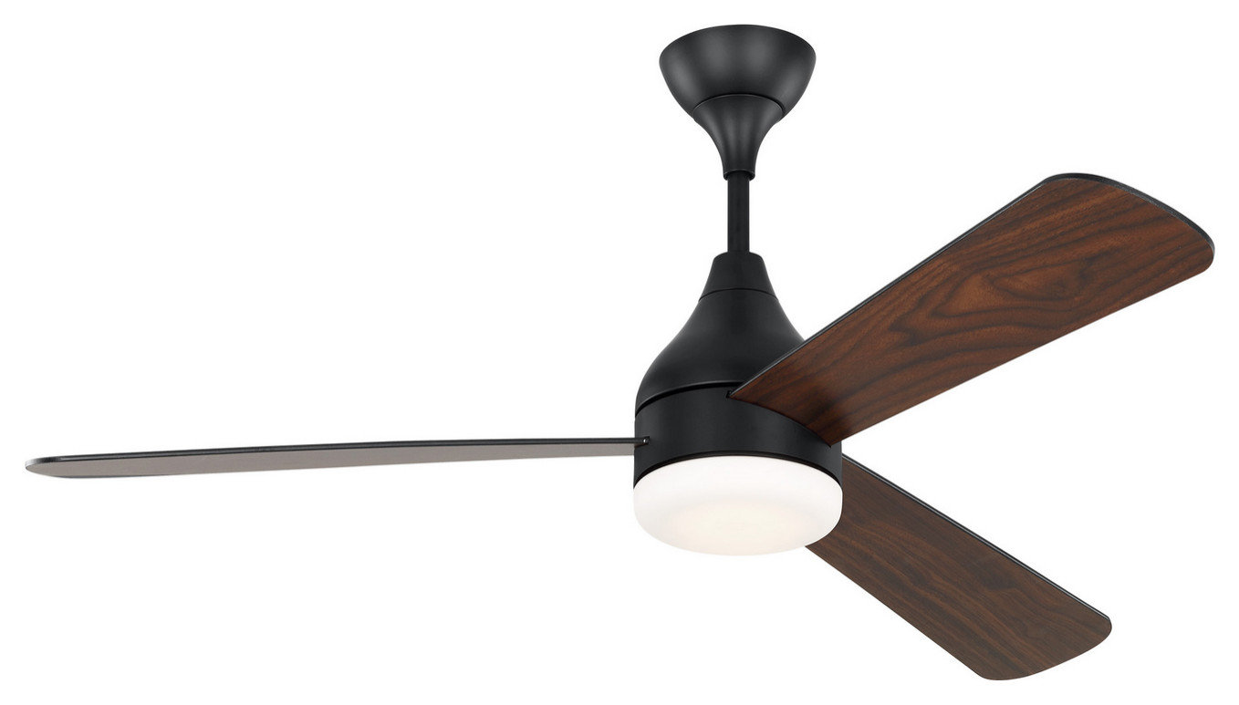Streaming Smart LED 52" Ceiling Fan in Midnight Black - Transitional ...