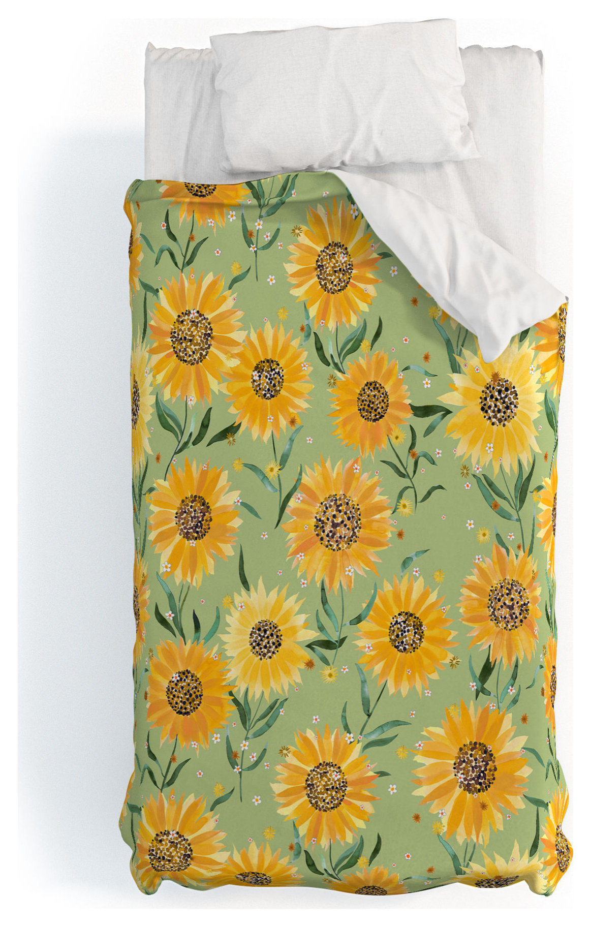 Deny Designs Ninola Design Countryside Sunflowers Summer Green Bed in a ...