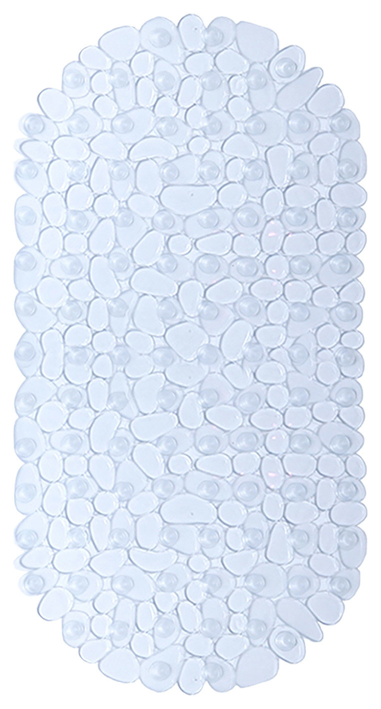 Sea Pebbles PVC Shower Mat With Suction Cups, Transparent, Covers 2.8 ...