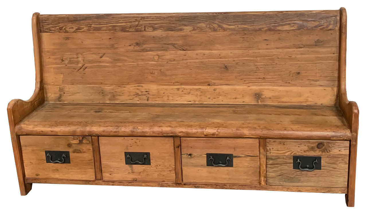 Church Pew Style Bench with Storage - Farmhouse - Accent And Storage ...