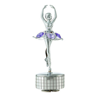 Chrome Plated Silver Ballet Dancer Wind-Up Music Box Memory ...