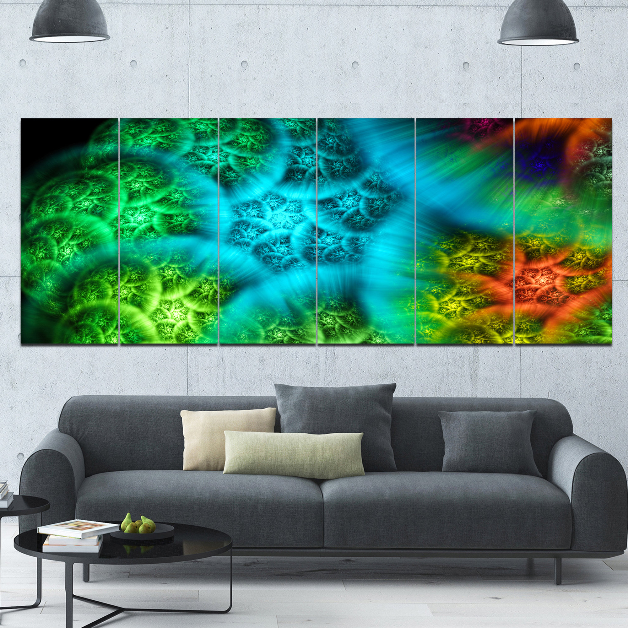 Biblical Sky with Green Clouds, Multipanel Abstract Wall Art Canvas, 70 ...