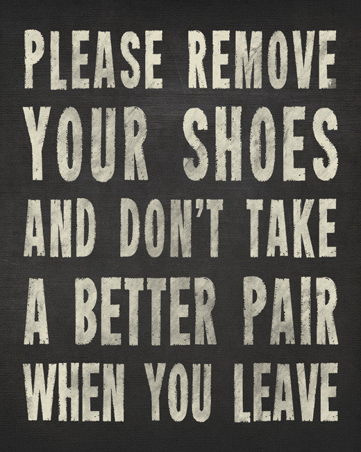 Please Remove Your Shoes, 16 x 20 archival print (antique white), 10" x 12" (8" x 10" without ...