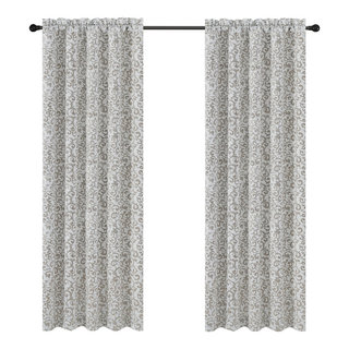 Jacquard Scroll Drapery Curtain Panels, 50"x63" - Contemporary ...