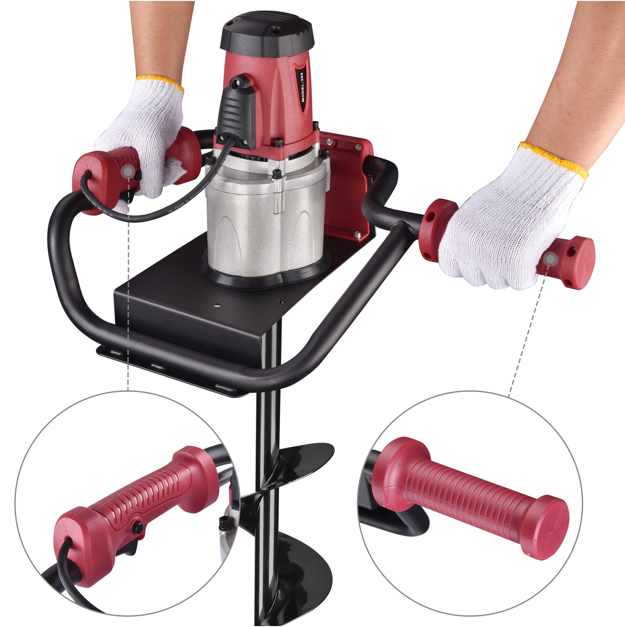 1500W Electric Post Hole Digger Earth Auger Drill Plant Soil Powerhead ...