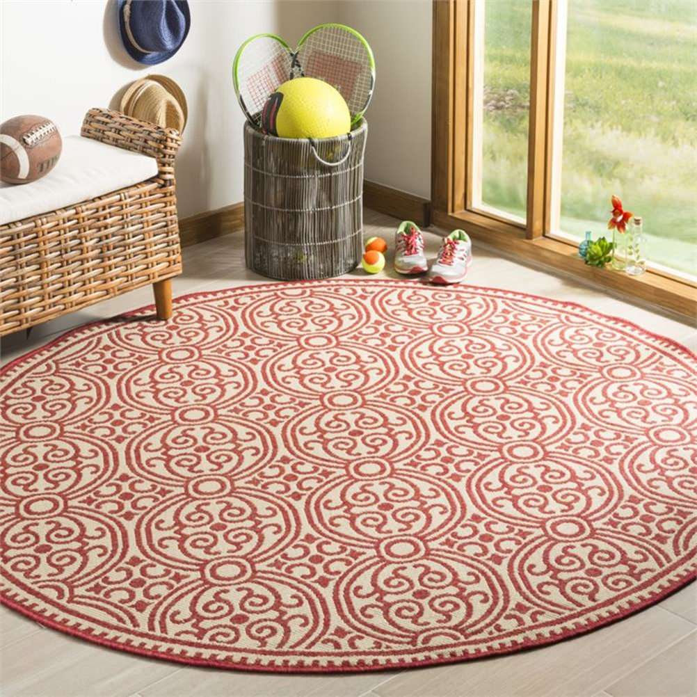 Safavieh Linden 100 6'7" Round Rug in Red and Creme, 6'7" Round ...
