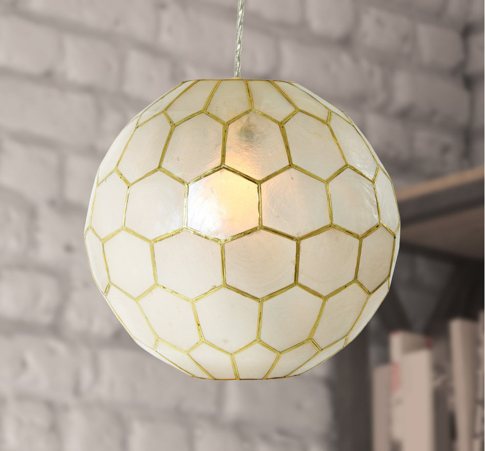 Capiz Honeycomb Globe Pendant Light, Capiz White Seashells, Antique ...