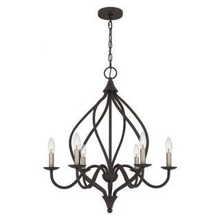 6 Light Chandelier In Transitional Style-28 Inches Tall and 25 Inches ...