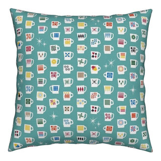 Coffee Kitchen Retro Vintage Midcentury Modern Throw Pillow ...