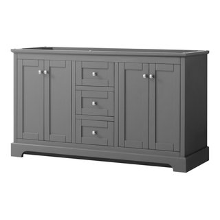 Avery 60" Double Vanity, Dark Gray, No Top, No Sinks, No Mirror ...