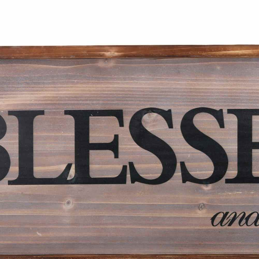 BLESSED Printed Rectangular Wood Wall Art, Set of 2, Black and Brown ...